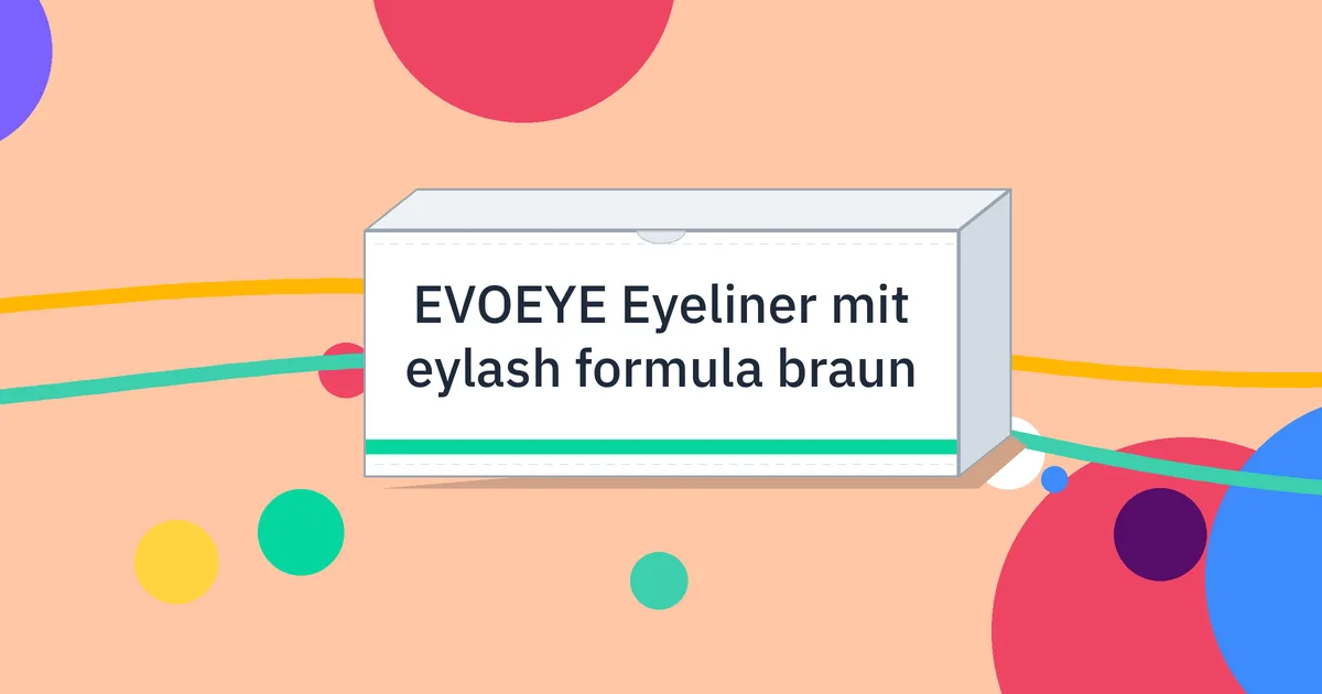 Symbolbild: Packung mit der Aufschrift EVOEYE Eyeliner mit eylash formula braun (PZN 13567406) – Verfügbarkeit und Bezug in Apotheken in Frankfurt am Main