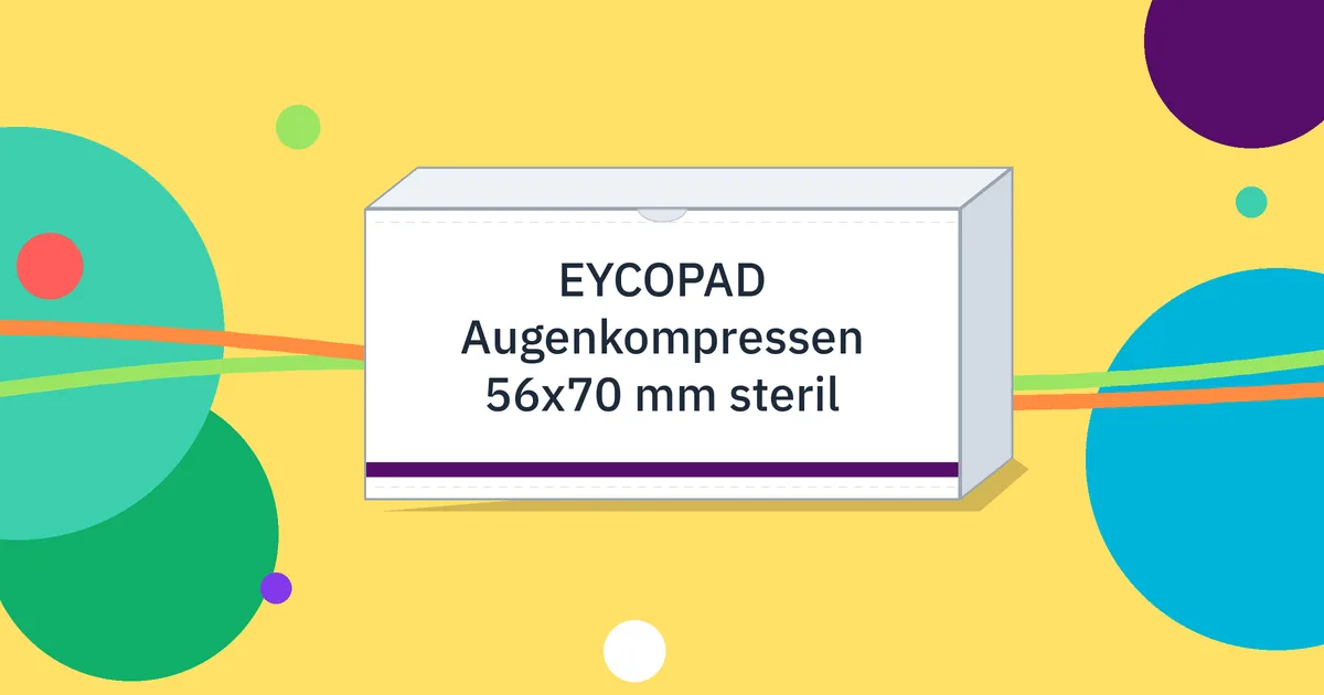 Symbolbild: Packung mit der Aufschrift EYCOPAD Augenkompressen 56x70 mm steril (PZN 02733304) – Verfügbarkeit und Bezug in Apotheken in Frankfurt am Main
