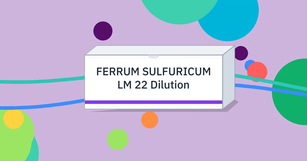 Symbolbild: Packung mit der Aufschrift FERRUM SULFURICUM LM 22 Dilution (PZN 12853630) – Verfügbarkeit und Bezug in Apotheken in Frankfurt am Main
