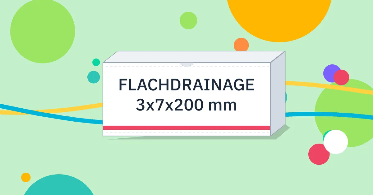 Symbolbild: Packung mit der Aufschrift FLACHDRAINAGE 3x7x200 mm (PZN 18030875) – Verfügbarkeit und Bezug in Apotheken in Frankfurt am Main