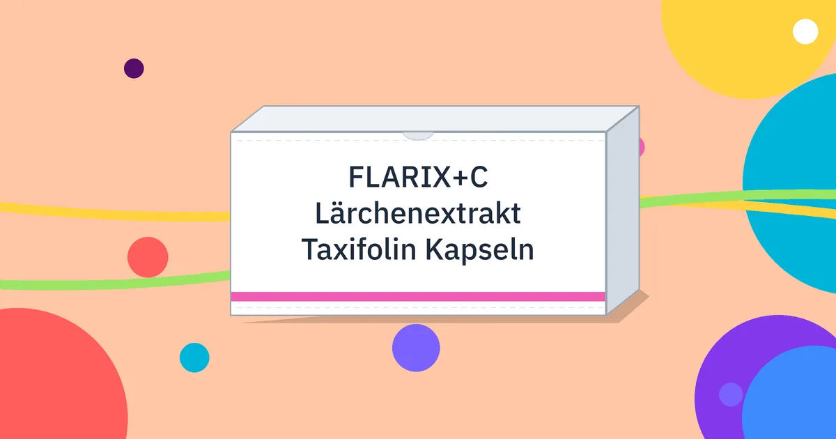 Symbolbild: Packung mit der Aufschrift FLARIX+C Lärchenextrakt Taxifolin Kapseln (PZN 06562609) – Verfügbarkeit und Bezug in Apotheken in Frankfurt am Main