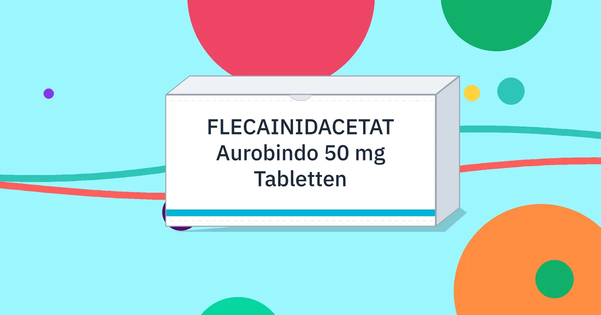 Symbolbild: Packung mit der Aufschrift FLECAINIDACETAT Aurobindo 50 mg Tabletten (PZN 03337088) – Verfügbarkeit und Bezug in Apotheken in Frankfurt am Main