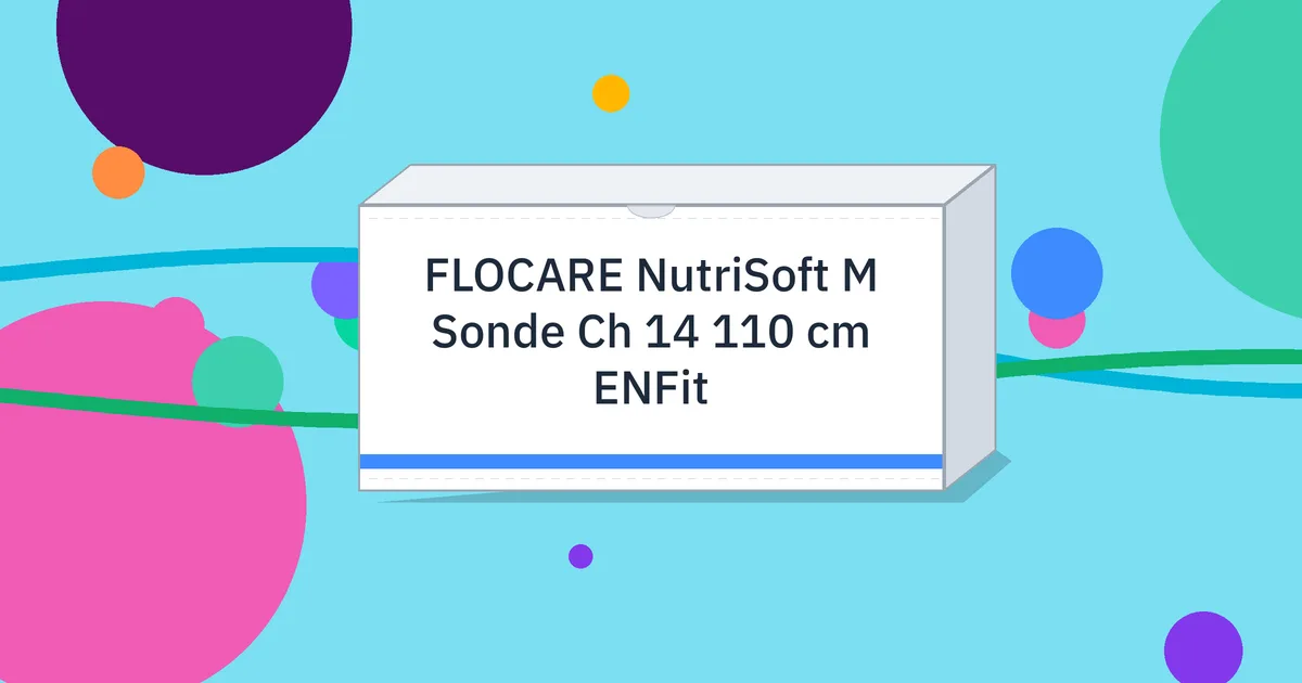 Symbolbild: Packung mit der Aufschrift FLOCARE NutriSoft M Sonde Ch 14 110 cm ENFit (PZN 13874539) – Verfügbarkeit und Bezug in Apotheken in Frankfurt am Main