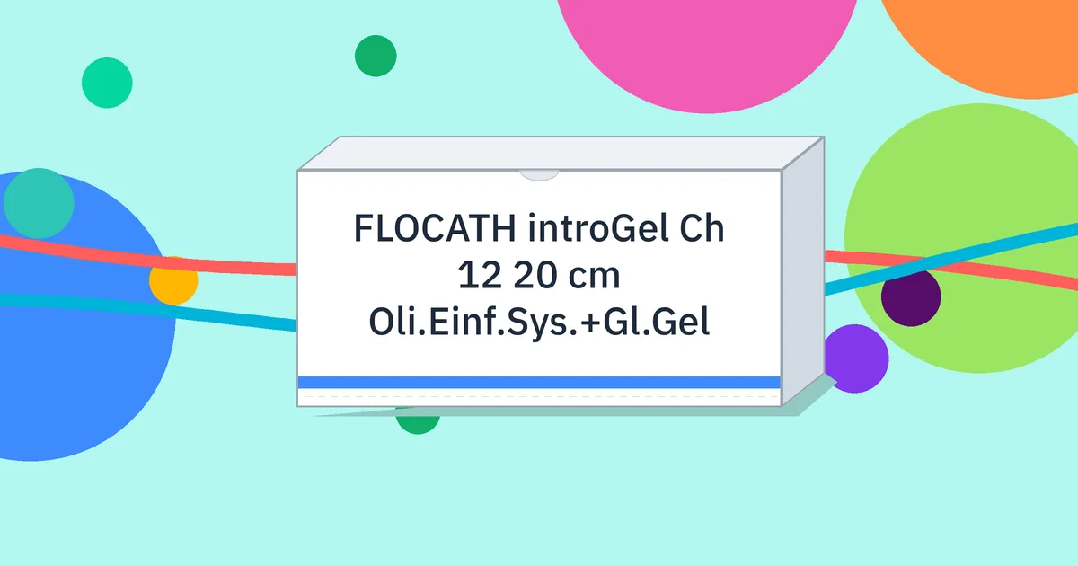 Symbolbild: Packung mit der Aufschrift FLOCATH introGel Ch 12 20 cm Oli.Einf.Sys.+Gl.Gel (PZN 05018772) – Verfügbarkeit und Bezug in Apotheken in Frankfurt am Main