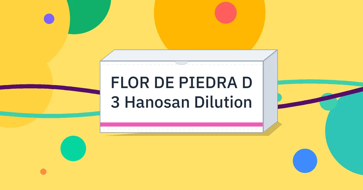 Symbolbild: Packung mit der Aufschrift FLOR DE PIEDRA D 3 Hanosan Dilution (PZN 07416212) – Verfügbarkeit und Bezug in Apotheken in Frankfurt am Main