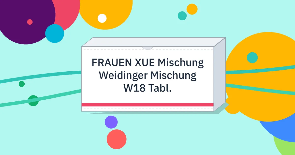 Symbolbild: Packung mit der Aufschrift FRAUEN XUE Mischung Weidinger Mischung W18 Tabl. (PZN 13867657) – Verfügbarkeit und Bezug in Apotheken in Frankfurt am Main