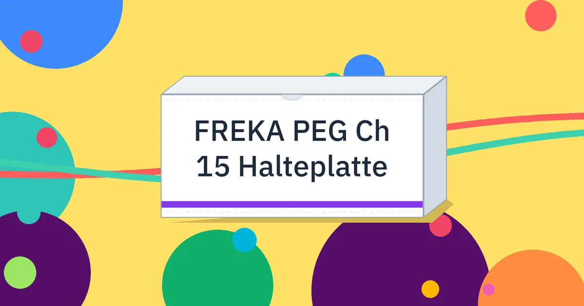 Symbolbild: Packung mit der Aufschrift FREKA PEG Ch 15 Halteplatte (PZN 01850195) – Verfügbarkeit und Bezug in Apotheken in Frankfurt am Main