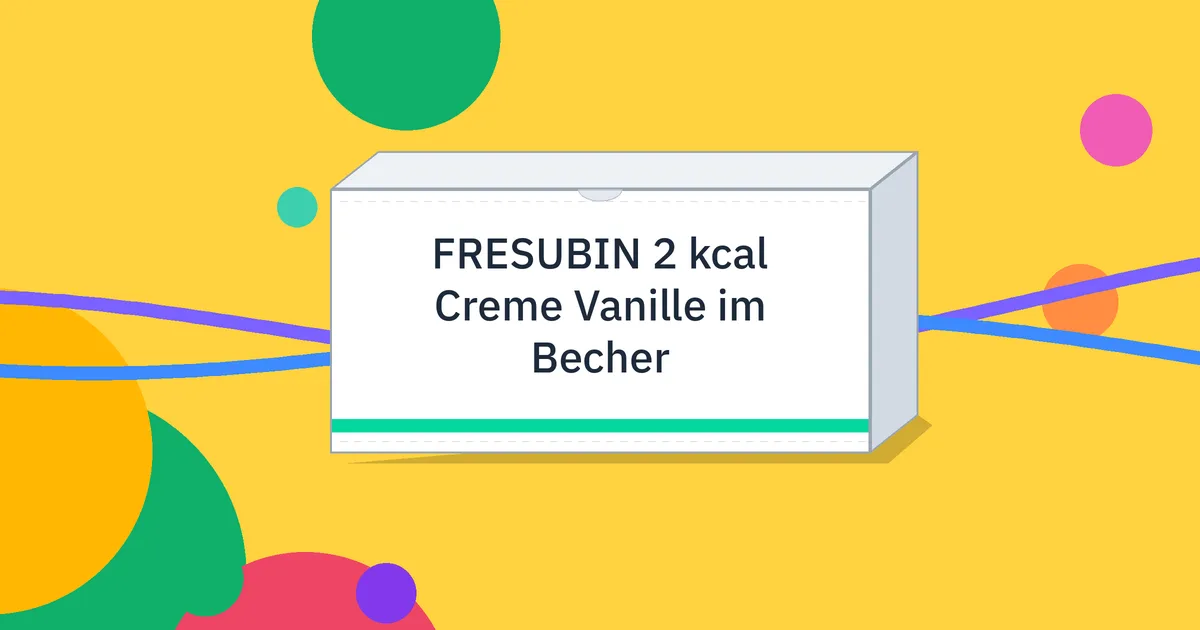 Symbolbild: Packung mit der Aufschrift FRESUBIN 2 kcal Creme Vanille im Becher (PZN 18791640) – Verfügbarkeit und Bezug in Apotheken in Frankfurt am Main