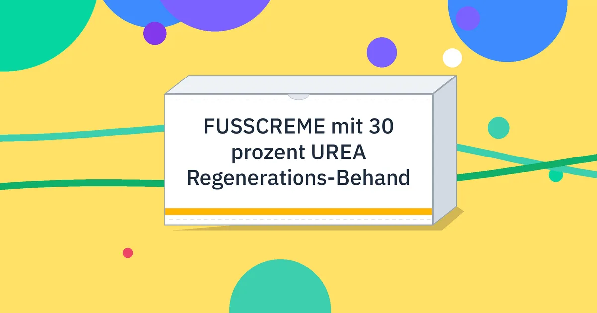 Symbolbild: Packung mit der Aufschrift FUSSCREME mit 30 prozent UREA Regenerations-Behand (PZN 18219727) – Verfügbarkeit und Bezug in Apotheken in Frankfurt am Main