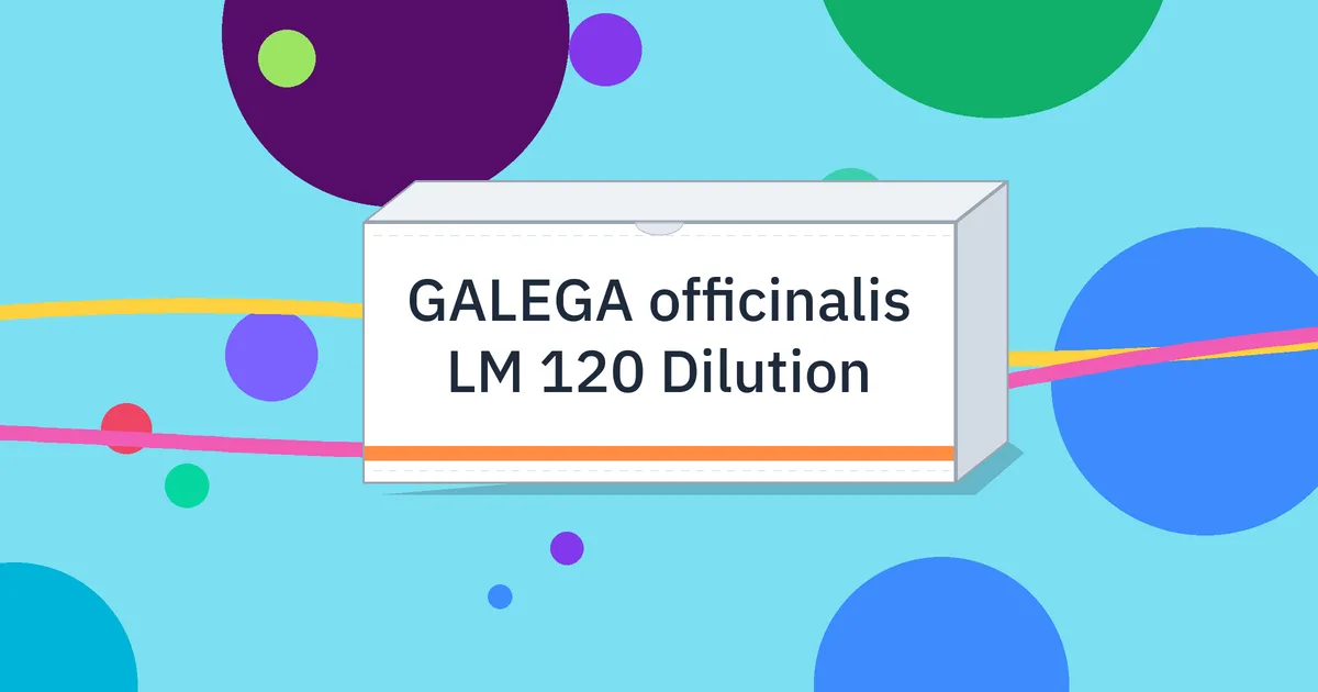 Symbolbild: Packung mit der Aufschrift GALEGA officinalis LM 120 Dilution (PZN 13496072) – Verfügbarkeit und Bezug in Apotheken in Frankfurt am Main