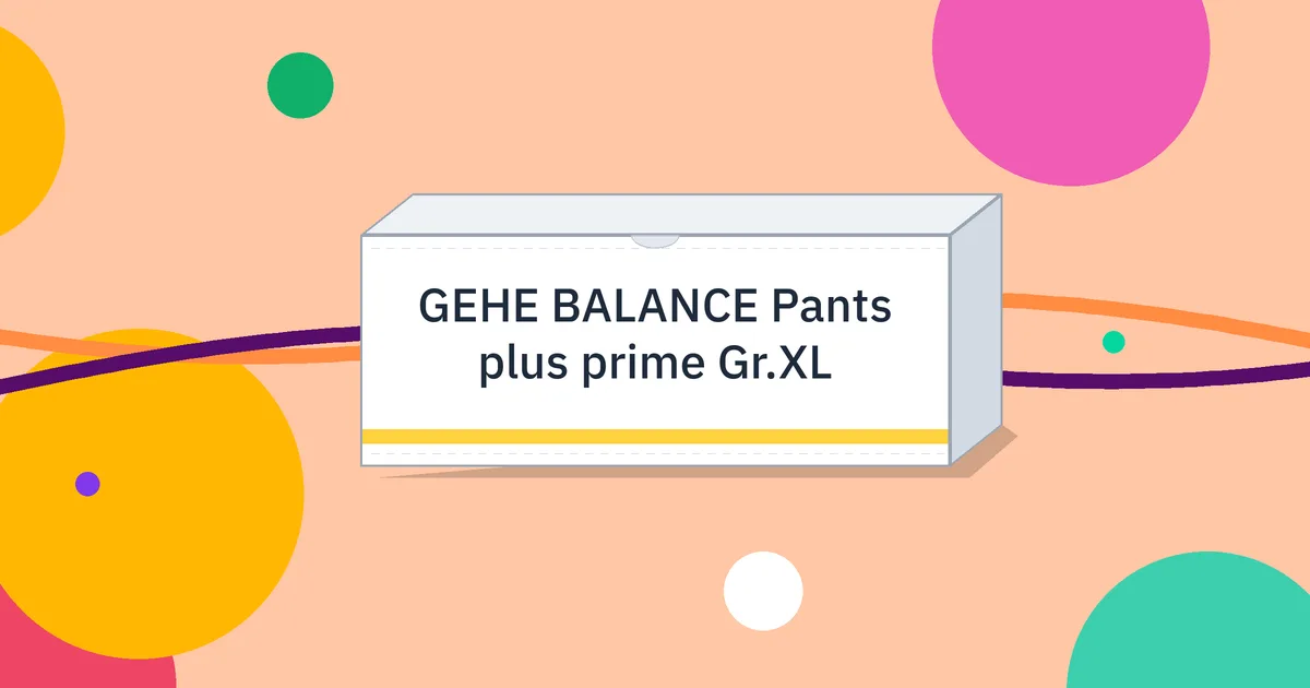 Symbolbild: Packung mit der Aufschrift GEHE BALANCE Pants plus prime Gr.XL (PZN 12638191) – Verfügbarkeit und Bezug in Apotheken in Frankfurt am Main