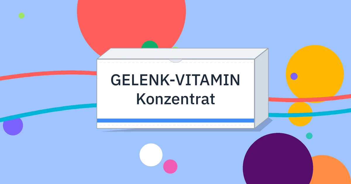 Symbolbild: Packung mit der Aufschrift GELENK-VITAMIN Konzentrat (PZN 16013281) – Verfügbarkeit und Bezug in Apotheken in Frankfurt am Main