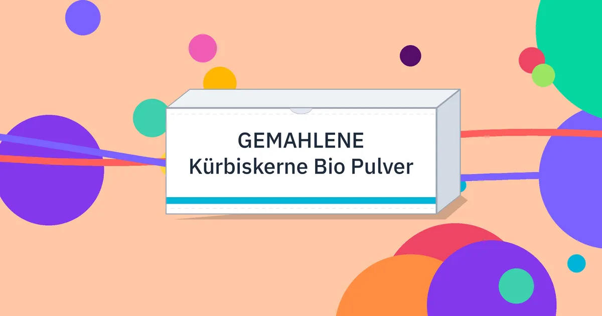 Symbolbild: Packung mit der Aufschrift GEMAHLENE Kürbiskerne Bio Pulver (PZN 19307681) – Verfügbarkeit und Bezug in Apotheken in Frankfurt am Main