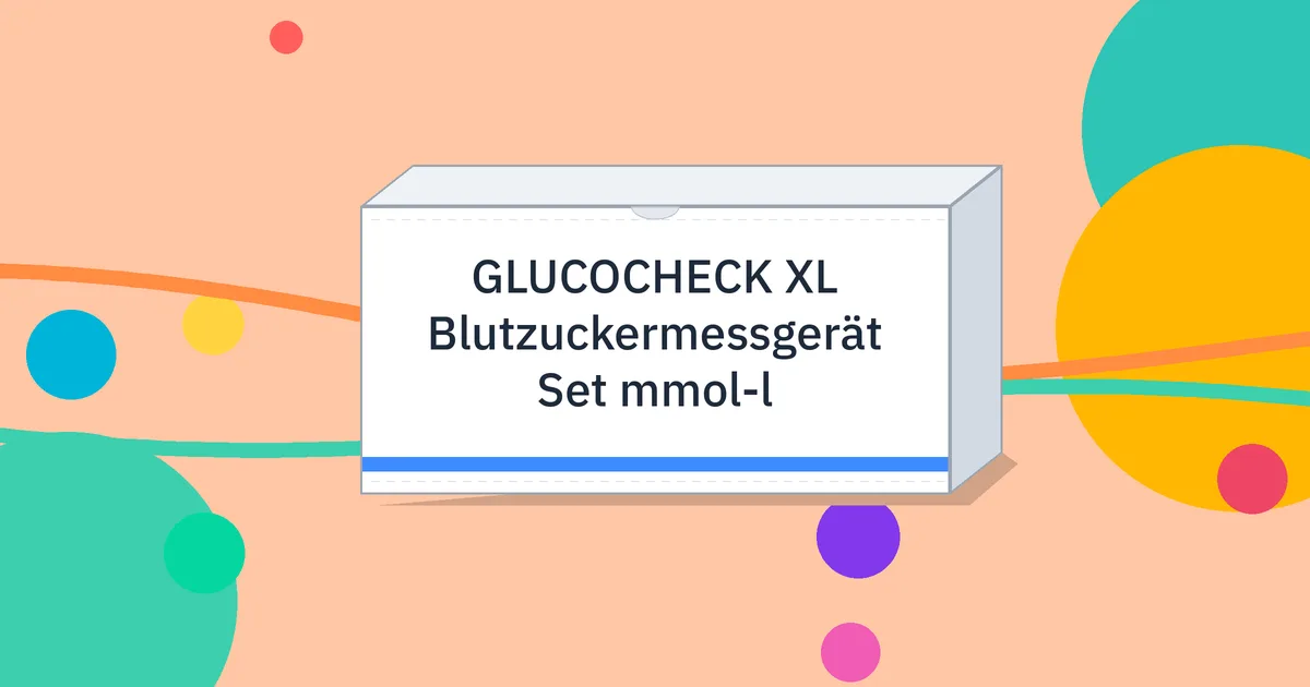 Symbolbild: Packung mit der Aufschrift GLUCOCHECK XL Blutzuckermessgerät Set mmol-l (PZN 12747661) – Verfügbarkeit und Bezug in Apotheken in Frankfurt am Main