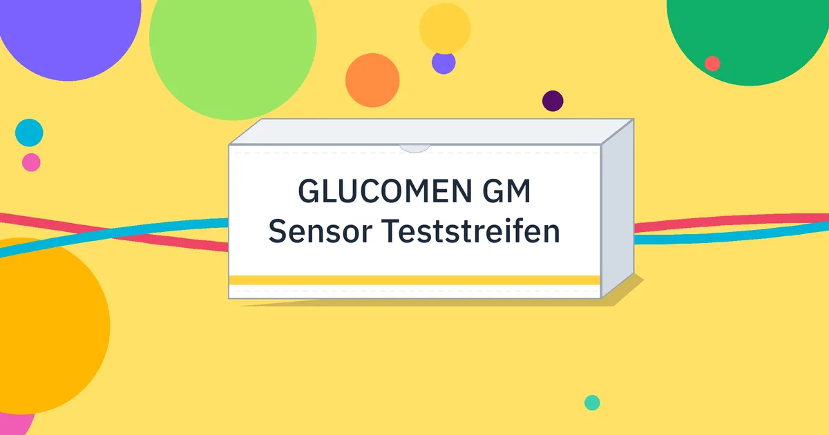 Symbolbild: Packung mit der Aufschrift GLUCOMEN GM Sensor Teststreifen (PZN 13862074) – Verfügbarkeit und Bezug in Apotheken in Frankfurt am Main