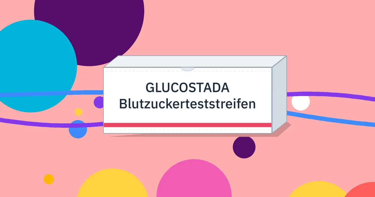 Symbolbild: Packung mit der Aufschrift GLUCOSTADA Blutzuckerteststreifen (PZN 18198994) – Verfügbarkeit und Bezug in Apotheken in Frankfurt am Main