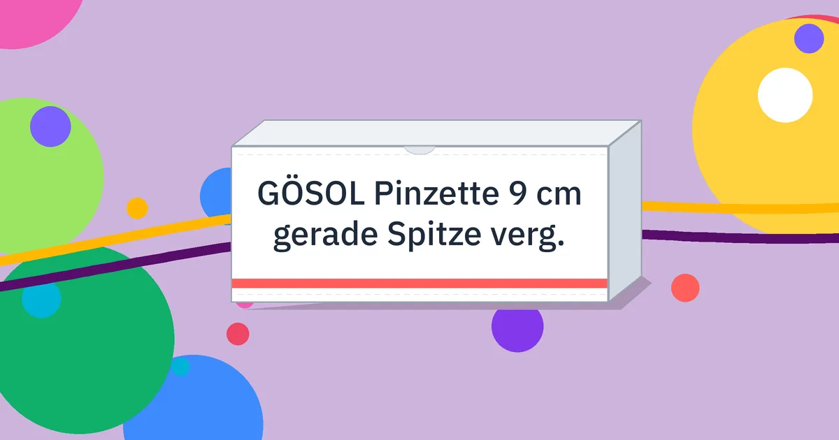 Symbolbild: Packung mit der Aufschrift GÖSOL Pinzette 9 cm gerade Spitze verg. (PZN 16774270) – Verfügbarkeit und Bezug in Apotheken in Frankfurt am Main