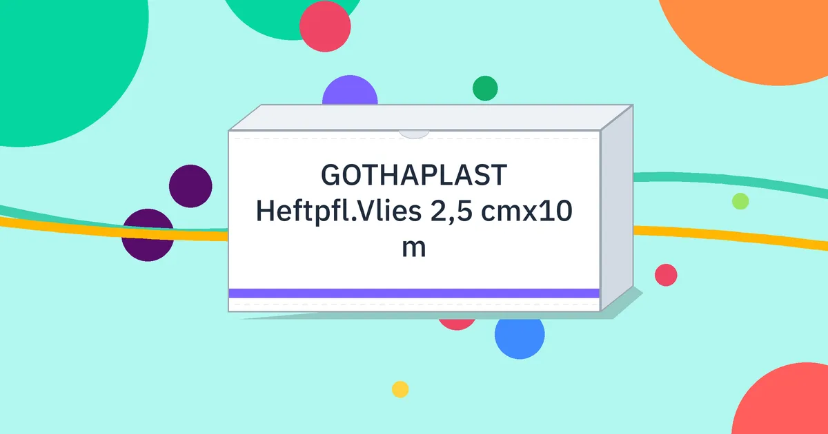 Symbolbild: Packung mit der Aufschrift GOTHAPLAST Heftpfl.Vlies 2,5 cmx10 m (PZN 07105423) – Verfügbarkeit und Bezug in Apotheken in Frankfurt am Main