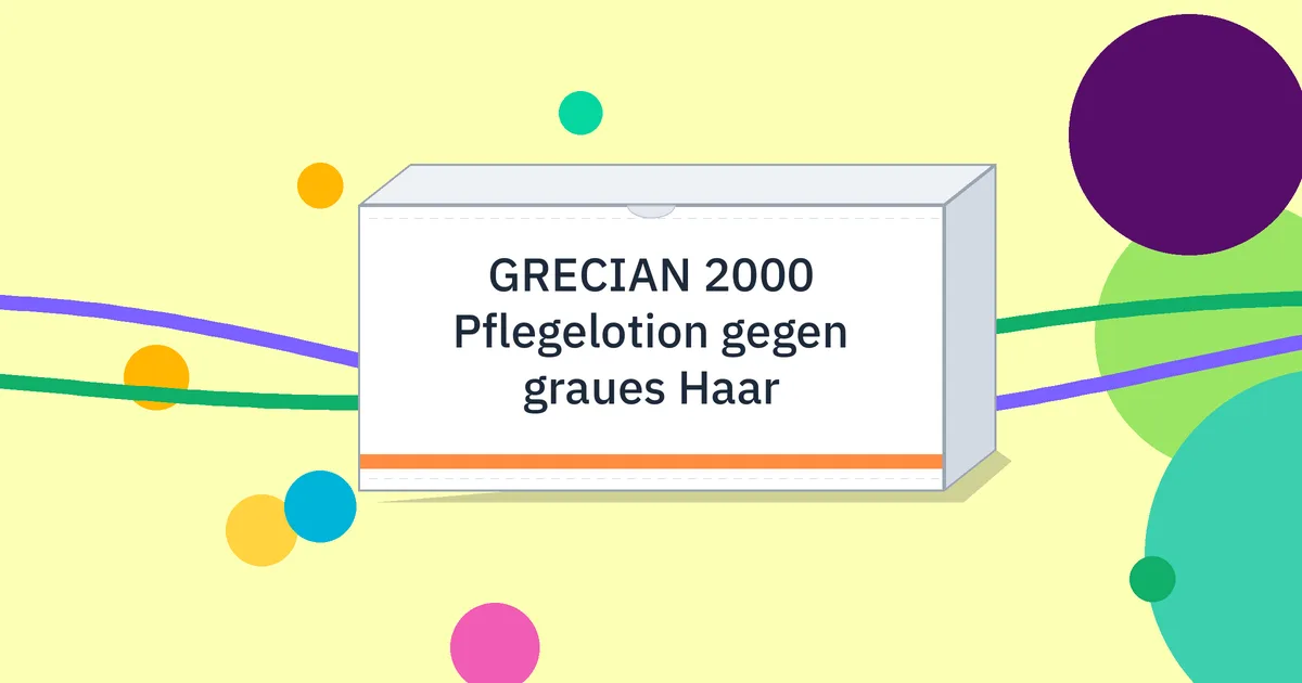 Symbolbild: Packung mit der Aufschrift GRECIAN 2000 Pflegelotion gegen graues Haar (PZN 03417686) – Verfügbarkeit und Bezug in Apotheken in Frankfurt am Main