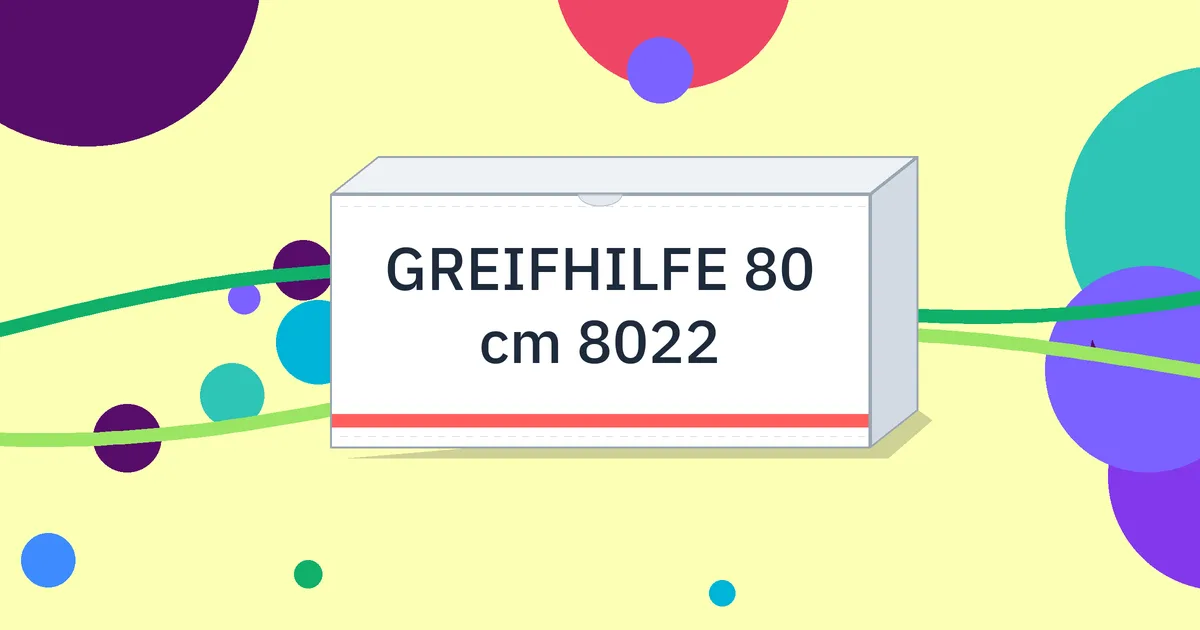 Symbolbild: Packung mit der Aufschrift GREIFHILFE 80 cm 8022 (PZN 07363131) – Verfügbarkeit und Bezug in Apotheken in Frankfurt am Main