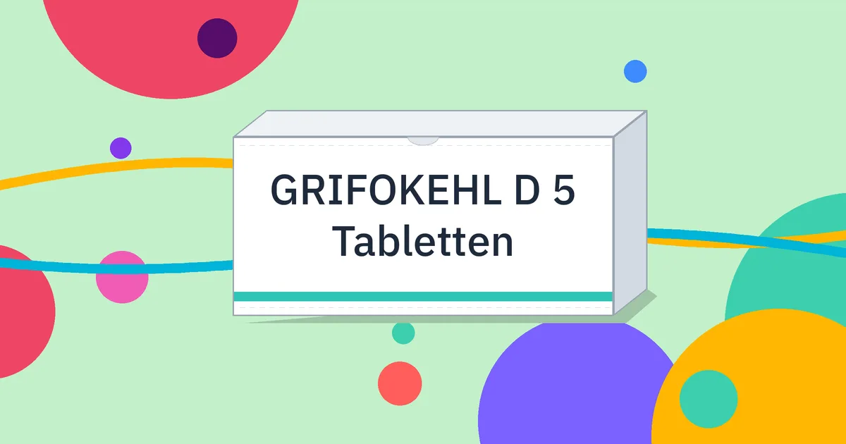 Symbolbild: Packung mit der Aufschrift GRIFOKEHL D 5 Tabletten (PZN 14336821) – Verfügbarkeit und Bezug in Apotheken in Frankfurt am Main