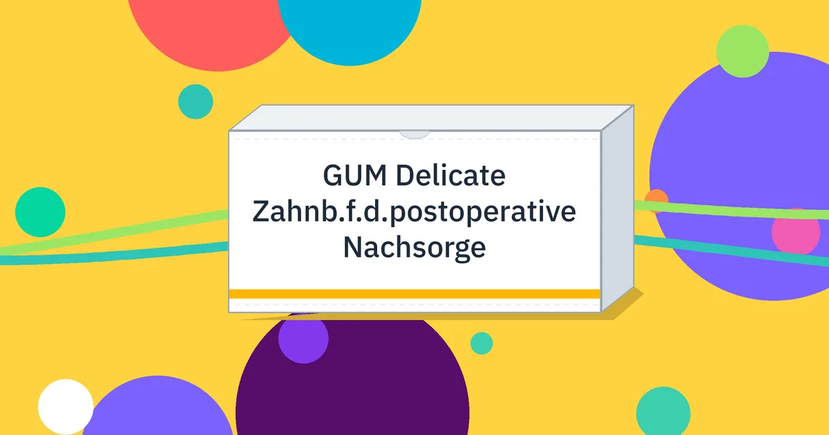 Symbolbild: Packung mit der Aufschrift GUM Delicate Zahnb.f.d.postoperative Nachsorge (PZN 00312254) – Verfügbarkeit und Bezug in Apotheken in Frankfurt am Main