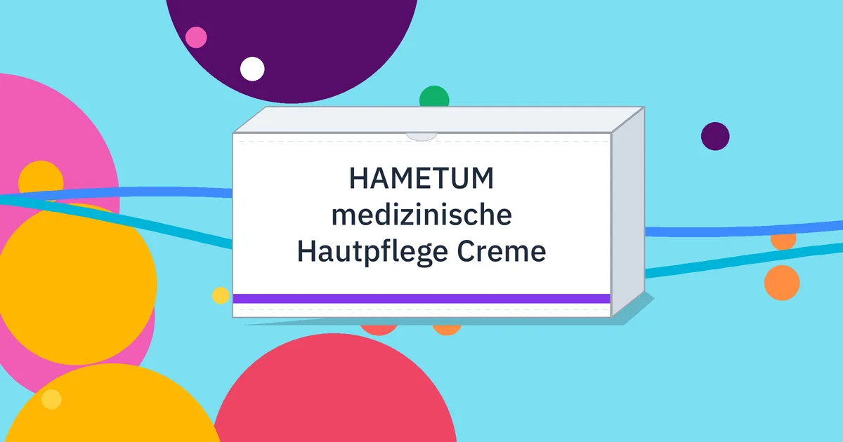 Symbolbild: Packung mit der Aufschrift HAMETUM medizinische Hautpflege Creme (PZN 09375782) – Verfügbarkeit und Bezug in Apotheken in Frankfurt am Main