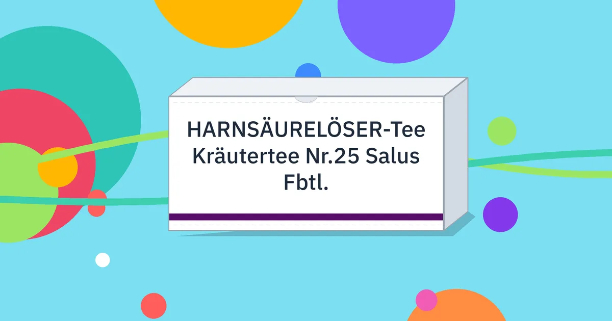 Symbolbild: Packung mit der Aufschrift HARNSÄURELÖSER-Tee Kräutertee Nr.25 Salus Fbtl. (PZN 06147980) – Verfügbarkeit und Bezug in Apotheken in Frankfurt am Main