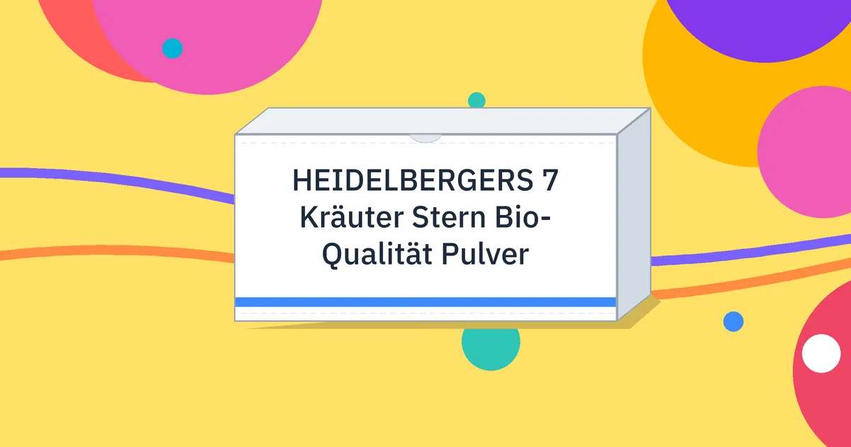 Symbolbild: Packung mit der Aufschrift HEIDELBERGERS 7 Kräuter Stern Bio-Qualität Pulver (PZN 06493127) – Verfügbarkeit und Bezug in Apotheken in Frankfurt am Main