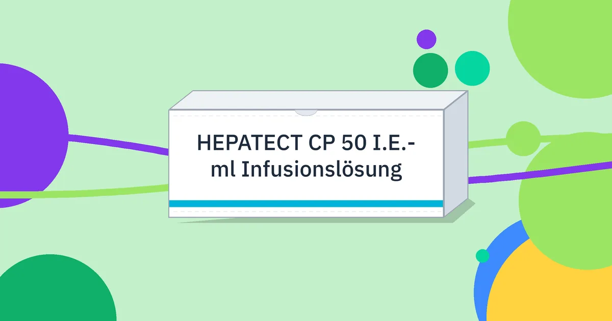 Symbolbild: Packung mit der Aufschrift HEPATECT CP 50 I.E.-ml Infusionslösung (PZN 00651795) – Verfügbarkeit und Bezug in Apotheken in Frankfurt am Main