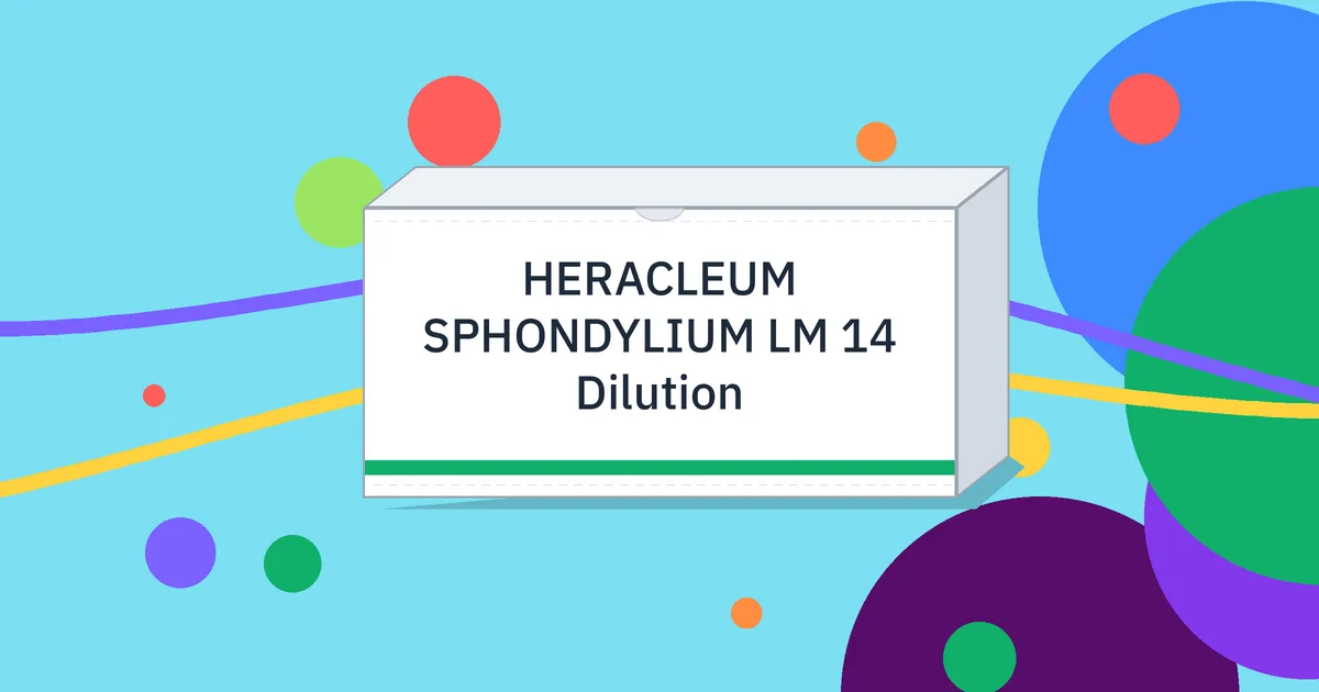 Symbolbild: Packung mit der Aufschrift HERACLEUM SPHONDYLIUM LM 14 Dilution (PZN 13552600) – Verfügbarkeit und Bezug in Apotheken in Frankfurt am Main