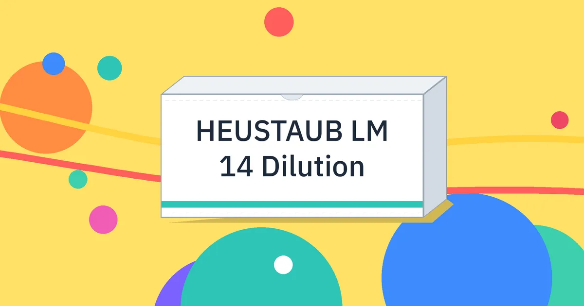Symbolbild: Packung mit der Aufschrift HEUSTAUB LM 14 Dilution (PZN 12888367) – Verfügbarkeit und Bezug in Apotheken in Frankfurt am Main
