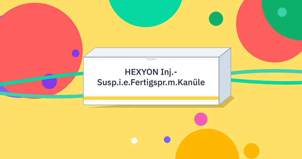 Symbolbild: Packung mit der Aufschrift HEXYON Inj.-Susp.i.e.Fertigspr.m.Kanüle (PZN 13059319) – Verfügbarkeit und Bezug in Apotheken in Frankfurt am Main
