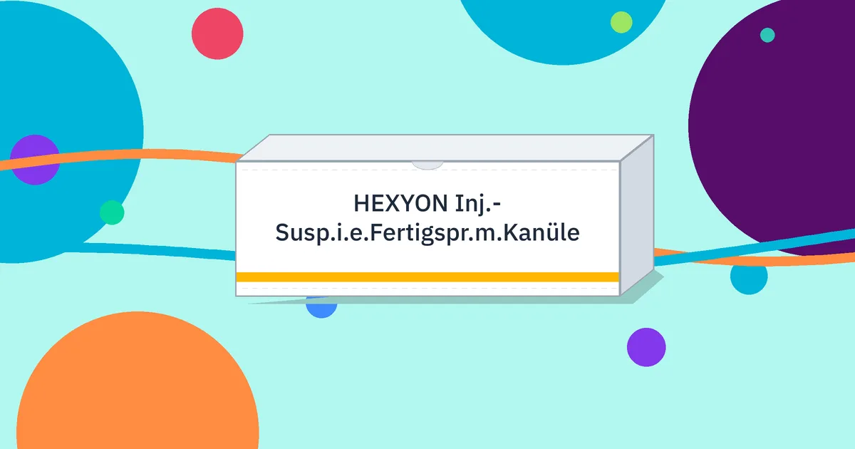 Symbolbild: Packung mit der Aufschrift HEXYON Inj.-Susp.i.e.Fertigspr.m.Kanüle (PZN 18379856) – Verfügbarkeit und Bezug in Apotheken in Frankfurt am Main