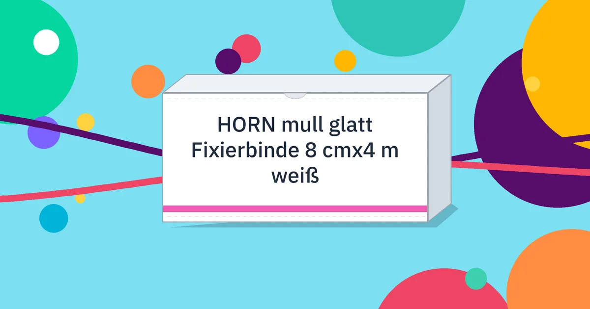 Symbolbild: Packung mit der Aufschrift HORN mull glatt Fixierbinde 8 cmx4 m weiß (PZN 04662519) – Verfügbarkeit und Bezug in Apotheken in Frankfurt am Main
