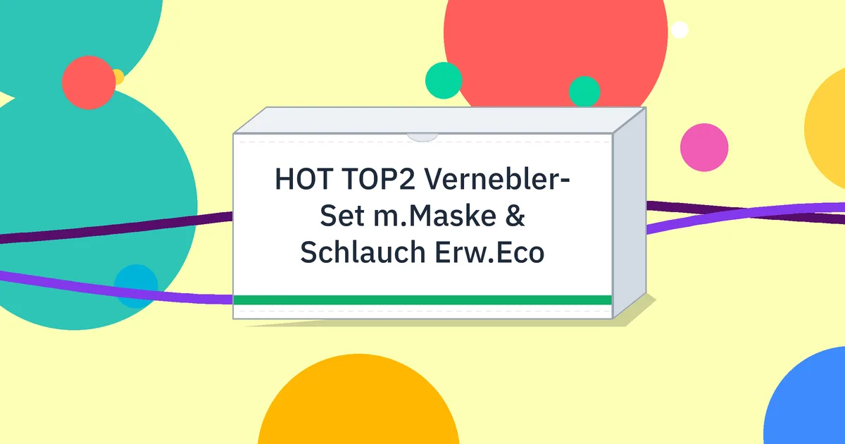 Symbolbild: Packung mit der Aufschrift HOT TOP2 Vernebler-Set m.Maske & Schlauch Erw.Eco (PZN 17433157) – Verfügbarkeit und Bezug in Apotheken in Frankfurt am Main