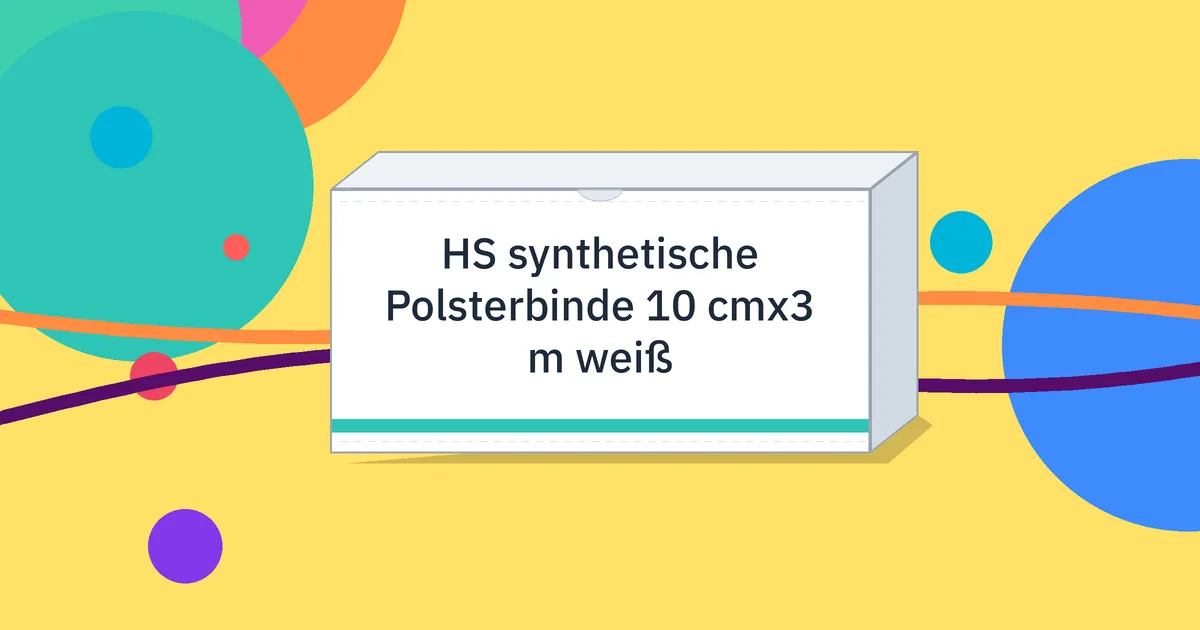 Symbolbild: Packung mit der Aufschrift HS synthetische Polsterbinde 10 cmx3 m weiß (PZN 09741896) – Verfügbarkeit und Bezug in Apotheken in Frankfurt am Main