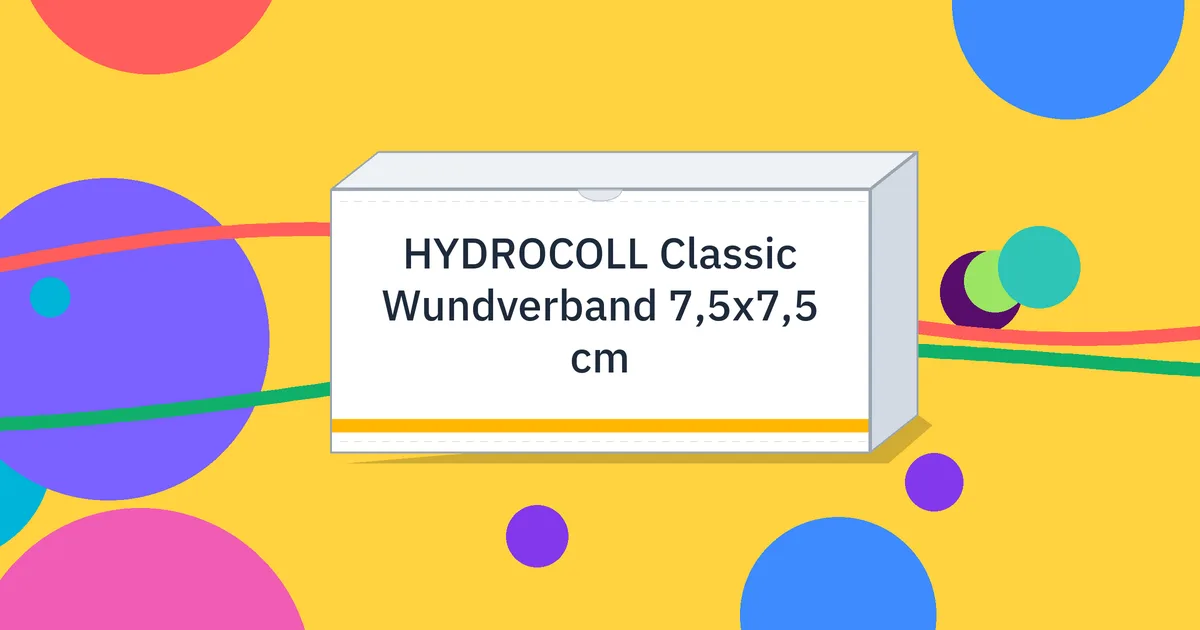 Symbolbild: Packung mit der Aufschrift HYDROCOLL Classic Wundverband 7,5x7,5 cm (PZN 19855856) – Verfügbarkeit und Bezug in Apotheken in Frankfurt am Main