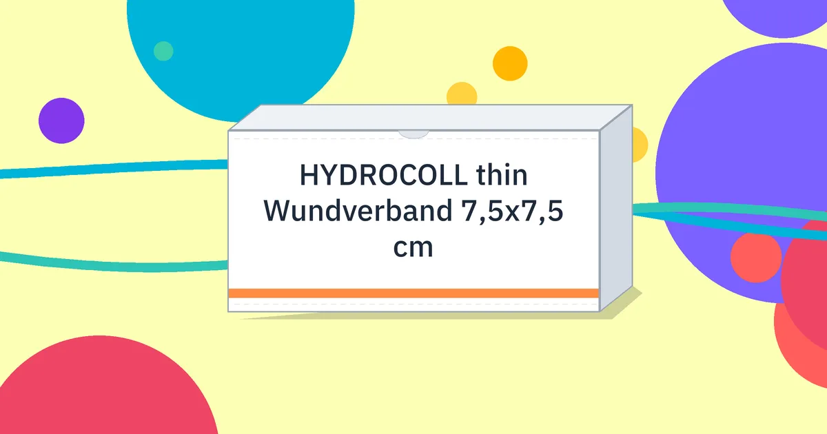 Symbolbild: Packung mit der Aufschrift HYDROCOLL thin Wundverband 7,5x7,5 cm (PZN 19900769) – Verfügbarkeit und Bezug in Apotheken in Frankfurt am Main