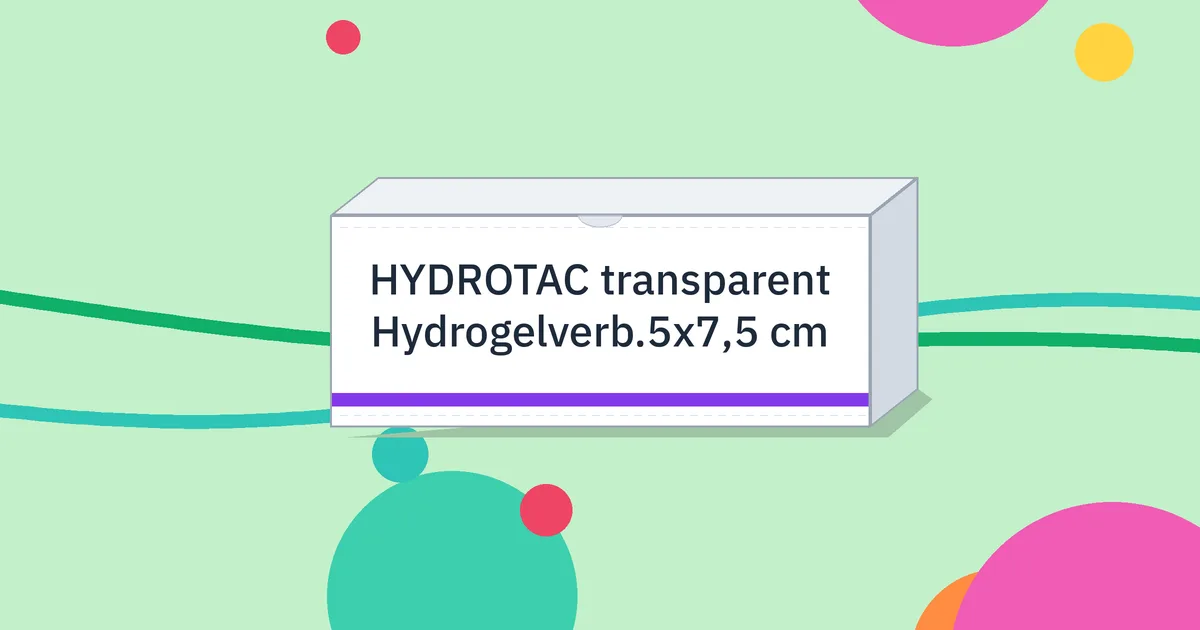 Symbolbild: Packung mit der Aufschrift HYDROTAC transparent Hydrogelverb.5x7,5 cm (PZN 18007014) – Verfügbarkeit und Bezug in Apotheken in Frankfurt am Main