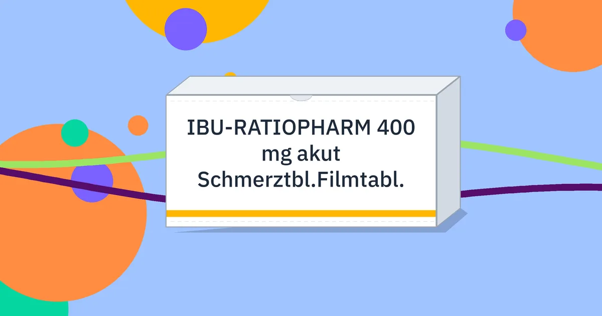 Symbolbild: Packung mit der Aufschrift IBU-RATIOPHARM 400 mg akut Schmerztbl.Filmtabl. (PZN 00266011) – Verfügbarkeit und Bezug in Apotheken in Frankfurt am Main