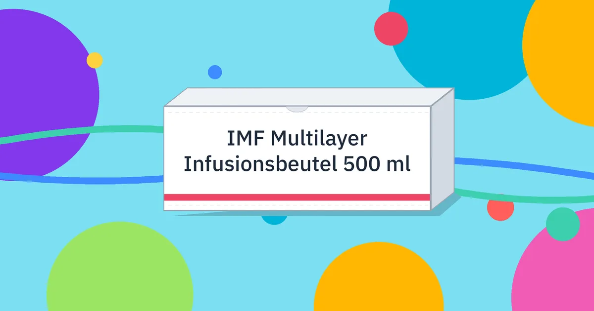 Symbolbild: Packung mit der Aufschrift IMF Multilayer Infusionsbeutel 500 ml (PZN 19986601) – Verfügbarkeit und Bezug in Apotheken in Frankfurt am Main