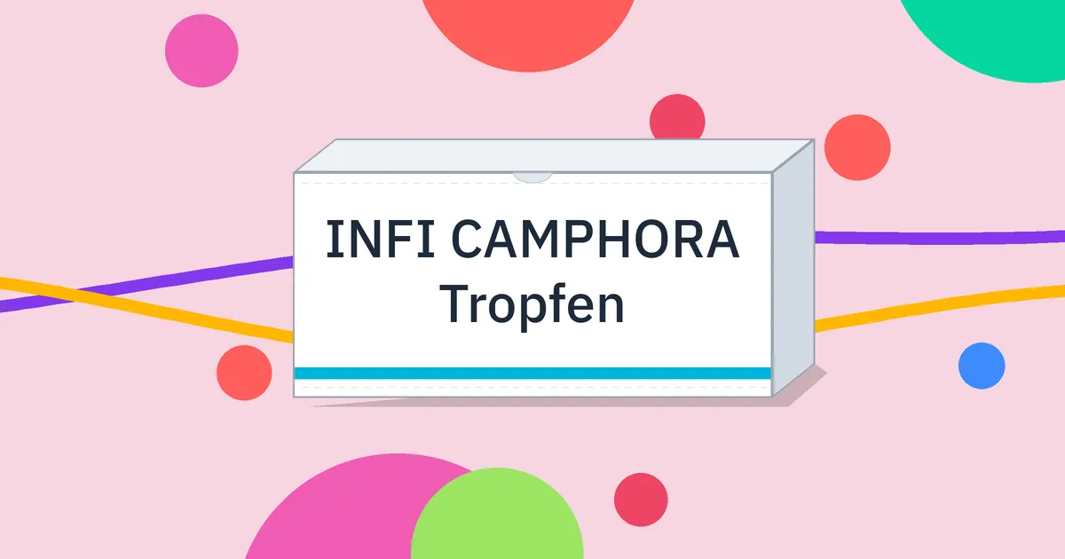 Symbolbild: Packung mit der Aufschrift INFI CAMPHORA Tropfen (PZN 04499255) – Verfügbarkeit und Bezug in Apotheken in Frankfurt am Main