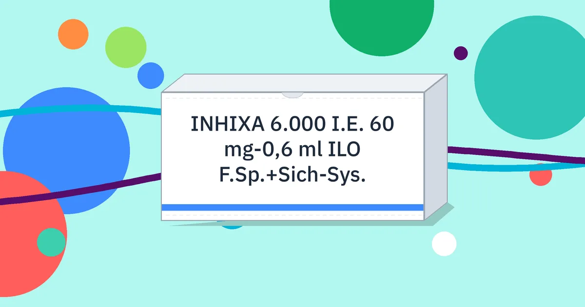 Symbolbild: Packung mit der Aufschrift INHIXA 6.000 I.E. 60 mg-0,6 ml ILO F.Sp.+Sich-Sys. (PZN 13415470) – Verfügbarkeit und Bezug in Apotheken in Frankfurt am Main