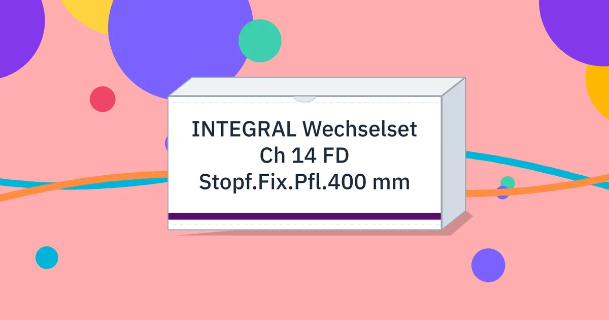 Symbolbild: Packung mit der Aufschrift INTEGRAL Wechselset Ch 14 FD Stopf.Fix.Pfl.400 mm (PZN 00793785) – Verfügbarkeit und Bezug in Apotheken in Frankfurt am Main