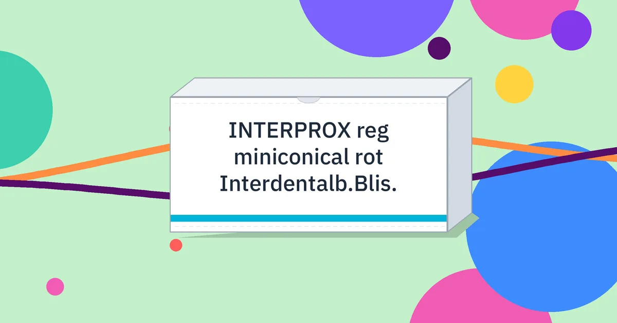 Symbolbild: Packung mit der Aufschrift INTERPROX reg miniconical rot Interdentalb.Blis. (PZN 01621388) – Verfügbarkeit und Bezug in Apotheken in Frankfurt am Main