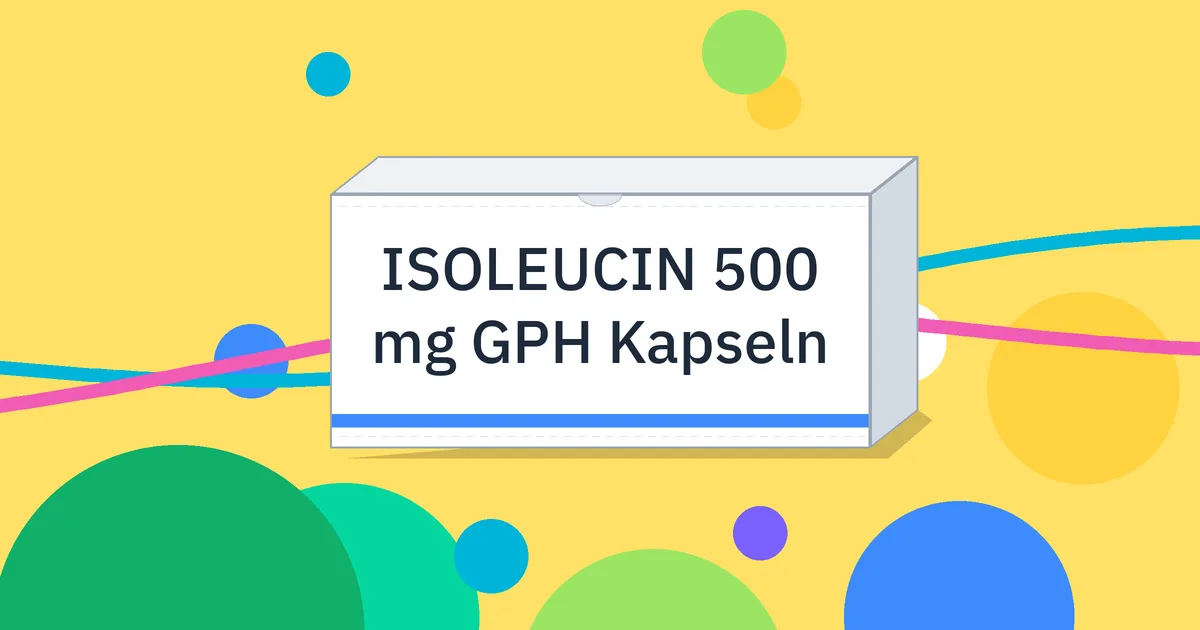 Symbolbild: Packung mit der Aufschrift ISOLEUCIN 500 mg GPH Kapseln (PZN 00128177) – Verfügbarkeit und Bezug in Apotheken in Frankfurt am Main