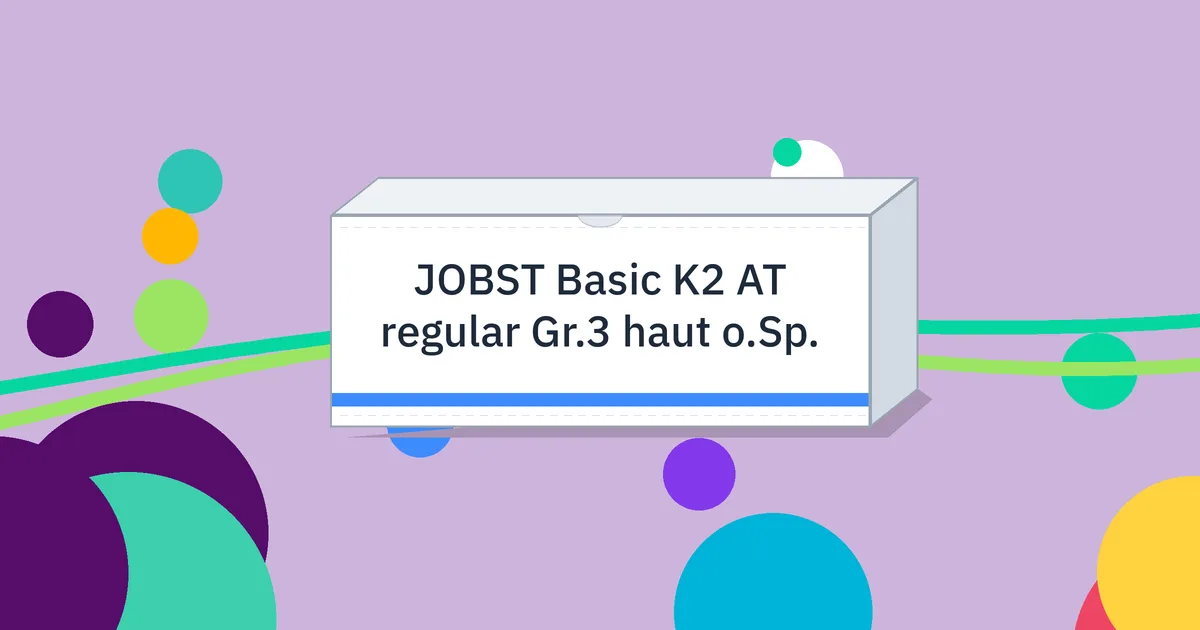 Symbolbild: Packung mit der Aufschrift JOBST Basic K2 AT regular Gr.3 haut o.Sp. (PZN 11249748) – Verfügbarkeit und Bezug in Apotheken in Frankfurt am Main
