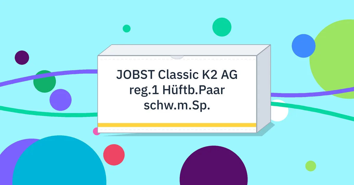 Symbolbild: Packung mit der Aufschrift JOBST Classic K2 AG reg.1 Hüftb.Paar schw.m.Sp. (PZN 13066532) – Verfügbarkeit und Bezug in Apotheken in Frankfurt am Main
