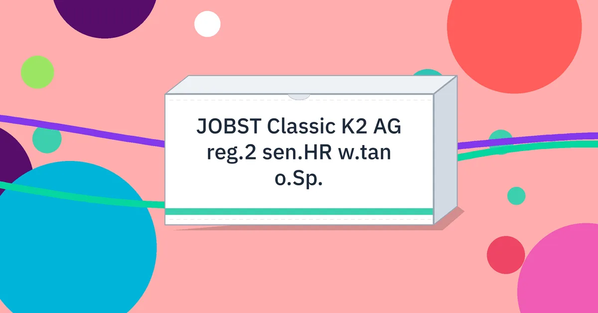 Symbolbild: Packung mit der Aufschrift JOBST Classic K2 AG reg.2 sen.HR w.tan o.Sp. (PZN 17960543) – Verfügbarkeit und Bezug in Apotheken in Frankfurt am Main